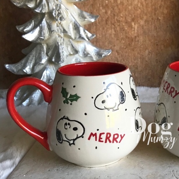 Peanuts | Dining | Peanuts Gang Snoopy Christmas Curved Stone Mug ...